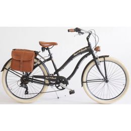 Cruiser "CRUISER Sun on the beach LADY" Gr. 43, schwarz (schwarz, schwarz), VENICE - I LOVE ITALY, Fahrräder, 43cm, 26 Zoll (66,04cm), für Damen, Kettenschaltung