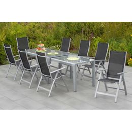 Garten-Essgruppe Merxx "Carrara", schwarz (silber, schwarz,), Polyester, Aluminium, Polyester, Sitzmöbel-Sets, Topseller