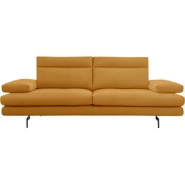 3,5-Sitzer Calia italia "Toby Wing, italienisches Designsofa, super bequem, Megasofa", orange (senape bull), B:228cm H:90cm T:113cm, Leder BULL (100% Leder), Sofas, inkl. Sitztiefenverstellung und Armteilfunktion, F&uuml;&szlig;e in Schwarz matt