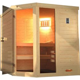 Sauna Weka "Laukkala", beige (natur), Bio-Ofen, externe Steuerung, 7,5 kW, Saunen, 7,5 kW Bio-Ofen mit digitaler Steuerung
