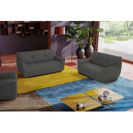 Polstergarnitur Egoitaliano "Yuki, extravagantes Design und h&ouml;chster Sitzkomfort, tolle Details", schwarz (cervia, grau), H:85cm T:90cm, Sitzm&ouml;bel-Sets, Set, bestehend aus einem 2,5- und einem 2-Sitzer, mit innovativen