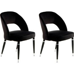 Polsterstuhl Kayoom "Stuhl Courtney 525 2er-Set, 2er-Set Stühle, komfortables Sitzgefühl", schwarz (schwarz, silber, schwarz, silber), B:58cm H:83cm T:56cm, Sitz: Bezug 100% Polyester / Gestell: Eisen, lackiert, Stühle, samtweicher Bezug, modern, weicher Stoffbezug