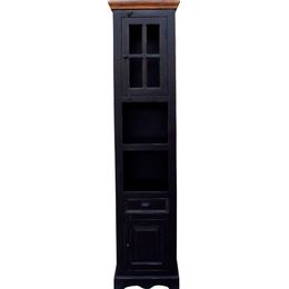 Badkommode Sit, schwarz (schwarz, honigfarbig), B:44cm H:188cm T:35cm, MDF, Massivholz, Sideboards, Shabby Chic, Vintage