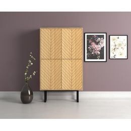 Highboard WOODMAN, braun (eiche), B:90cm H:140cm T:42cm, Sideboards, Hochkommoe im skandinavischen Design, FSC-zertifiziert