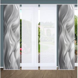 Schiebegardine HOME IN GREEN "ALCINA" Gr. 1, grau, B:60cm H:245cm, Polyester, Gardinen, SET DIGITALDRUCK,BAMBUSOPTIK RECYCELT