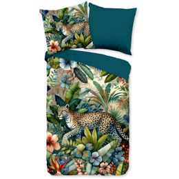 Wendebettwäsche "Raza", bunt (multi), B/L: 135cm x 200cm, 1 Stk., 1 Stk., Microfaser, B/L: 80cm x 80cm, 2 Stk., Microfaser, Obermaterial: 100% Polyester, PURE LUXURY COLLECTION, Bettwäsche, Mikrofaser, Pflegeleicht, Reißverschluss, Wendeoptik, Dschungel