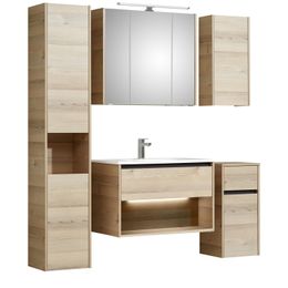 Badmöbel-Set SAPHIR "Quickset 393", beige (polar pinie quer nb), Kastenmöbel-Sets