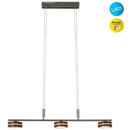 Näve NÄVE LED Pendelleuchte ""Triberg"", braun, 3, Ø 75cm H: 80cm, 1 Stk., Leuchten, 3 flg., Schirme Holz (Eiche), Wanddimmer, Höhe verstellbar 80-150cm