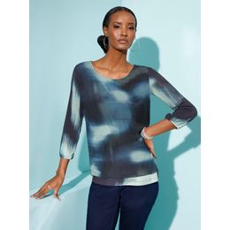 CRÉATION L Print-Shirt CREATION L "Mesh-Shirt", Damen, Gr. 50, bunt (marine, kalkmint, bedruckt), 96% Polyester, 4% Elasthan, bedruckt, gemustert, mehrfarbig, Rundhals, Shirts