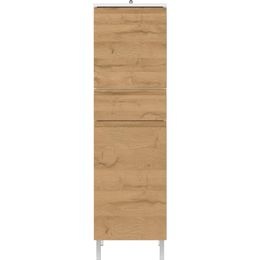 Midischrank Germania "Torrance", weiß (weiß, grandson, eiche, nachbildung), B:34cm H:120cm T:34cm, Schränke, mit verstellbaren Einlegeböden und Füßen aus Metall, griffloses Design