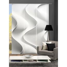 Schiebegardine Home Wohnideen "GORETI 3ER SET" Gr. 1, grau, B:60cm H:245cm, Polyester, Gardinen, SET,SEIDENOPTIK,DIGITALDRUCK
