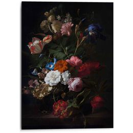 Wandbild Reinders "Aluminium Wandbild Blumen Mauritshuis - Dunkel - Alte Meister", bunt (farbe bild(er): mehrfarbig), B:50cm H:70cm, Aluminium, Bilder