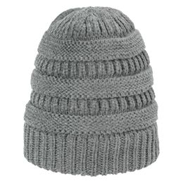 Black Forest Strickm&uuml;tze f&uuml;r Haarzopf grau Damen Einheitsgr&ouml;&szlig;e