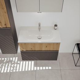 Burgbad Fiumo 2.0 Schrank mit Waschtisch, 2 Ausz&uuml;ge, SHHC082F6925FOT57C0001G0146,