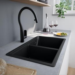 evineo line 650 K&uuml;chensp&uuml;le mit Doppelbecken B: 75 T: 45,5 cm, BRN200BL,