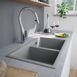 evineo line 650 K&uuml;chensp&uuml;le mit Doppelbecken B: 75 T: 45,5 cm, BRN200GR,