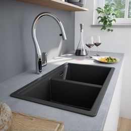 evineo line 650 K&uuml;chensp&uuml;le mit Doppelbecken B: 75 T: 45,5 cm, BRN200AN,