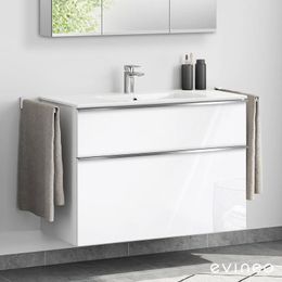 evineo ineo4 Unterschrank B: 100 cm, 2 Ausz&uuml;ge, mit Griff, f&uuml;r evineo ineo Waschtisch,, BE0202WH,