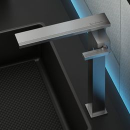 Lamborghini Raptor Edelstahl-Waschtischarmatur mit erh&ouml;htem Armaturenk&ouml;rper, RAP0052-IN,