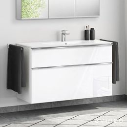 evineo ineo4 Unterschrank B: 121 cm, 2 Ausz&uuml;ge, mit Griff, f&uuml;r Duravit ME by Starck Waschtisch,, BE0268WH,