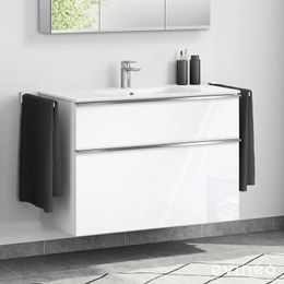 evineo ineo4 Unterschrank B: 101 cm, 2 Ausz&uuml;ge, mit Griff, f&uuml;r Duravit ME by Starck Waschtisch,, BE0267WH,