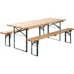 Bierzeltgarnitur Essentials "Faltbare Bierganitur mit Tische", grün (grün, holzfarben,), B:220cm H:78cm T:80cm, FSC-zertifiziertes Massivholz, Sitzmöbel-Sets, 80 cm - Brauereiqualität