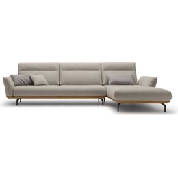 Ecksofa "CR.460 Designsofa mit erstklassigem Sitzkomfort", bunt (graubeige, natur 044, 20), B:338cm H:103cm T:183cm, Chenille COCO (72% Polyester 15% Baumwolle 13% Polyacryl), CREATION BY ROLF BENZ, Sofas, Ecksofa, Sockel in Nussbaum, Winkelf&uuml;&szlig;e in Umbragrau, Breite 338 cm