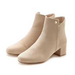 Stiefelette Lascana, Damen, Gr. 41, beige, Obermaterial: 100% Textilmaterial. Decksohle: 100% Textilmaterial. Futter: 100% Textilmaterial. Laufsohle: 100% Synthetik, unifarben, Schuhe Stiefelette, mit bequemen Blockabsatz, Ankle Boots, Stiefel VEGAN
