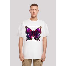 T-Shirt F4NT4STIC "Pink Schmetterling OVERSIZE TEE", Herren, Gr. 4XL, weiß, Obermaterial: 100% Baumwolle, oversize, Rundhals, ohne Bündchen, Shirts, Print