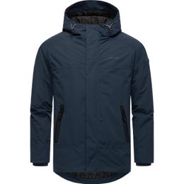 Winterjacke Ragwear "Hatar", Herren, Gr. XXXL (58), blau (dunkelblau), Außenmaterial: 100% Polyester, Innenfutter: 100% Polyester, Wattierung: 100% Polyester, gerade Po-bedeckend, hoch geschlossener Ausschnitt, Ärmel ohne Ärmelschlitz Rippstrickbündchen, Jacken, Wasserdichte Herren Outdoorjacke mit großer Kapuze