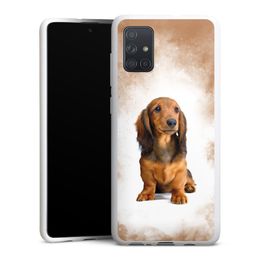 DeinDesign Galaxy A71 Handy Silikon Hülle Case weiß Handyhülle Dachshund Dog Pet Silikon Case