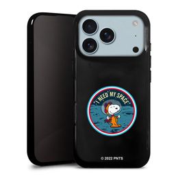DeinDesign iPhone 17 Pro Handy Silikon H&uuml;lle Case schwarz Handyh&uuml;lle Peanuts Weltall Snoopy