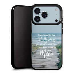 DeinDesign iPhone 17 Pro Handy Silikon H&uuml;lle Case schwarz Handyh&uuml;lle Statement Beach Spruch