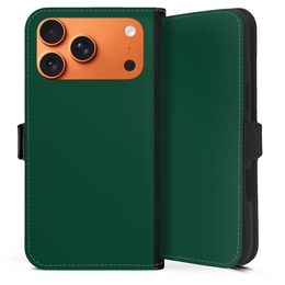 DeinDesign iPhone 17 Pro Max Handy Klapphülle Handyhülle aus Kunst Leder schwarz Flip Case Green Unicoloured Colour Sideflip mit Lasche