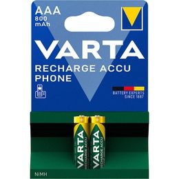Varta Telefonakku, wiederaufladbar, AAA, 800 mAh, VE 2 Stk, ab 10 VE