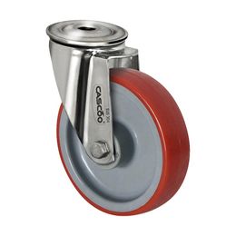 eurokraft basic PU-Reifen auf PA-Felge, Rad-&Oslash; x Breite 100 x 32 mm, ab 2 Stk, Lenkrolle, R&uuml;ckenloch
