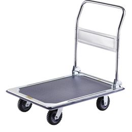 eurokraft basic Profi-Plattformwagen, Tragf&auml;higkeit 300 kg, verzinkt / verchromt, Vollgummir&auml;der, ab 2 Stk