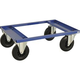 Kongamek Paletten-Fahrgestell KM217, LxBxH 800 x 600 x 270 mm, blau, 2 Lenkrollen mit Stopp, 2 Bockrollen, ab 5 Stk