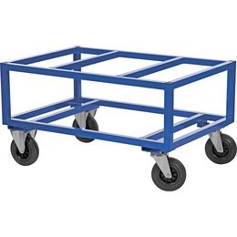 Kongamek Paletten-Fahrgestell KM221, LxBxH 1200 x 800 x 650 mm, blau, 2 Lenk- und 2 Bockrollen, ab 5 Stk