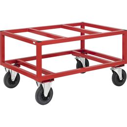 Kongamek Paletten-Fahrgestell KM221, LxBxH 1200 x 800 x 650 mm, rot, 2 Lenkrollen mit Stopp, 2 Bockrollen, ab 5 Stk