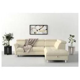 Sit & More Ecksofa SIT & MORE "Marano L-Form", beige (creme), B:252cm T:216cm, 98% Polyester, 2% Polyamid, Sofas, inklusive Kopfteilverstellung, wahlweise mit Bettfunktion, Bettkasten