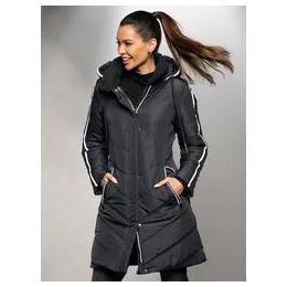 Steppmantel Heine, Damen, Gr. 42, schwarz, 100% Polyester, Wattierung:100% Polyester, unifarben, unifarben mit Farbeinsatz, unifarben mit Farbeinsätzen, Mäntel