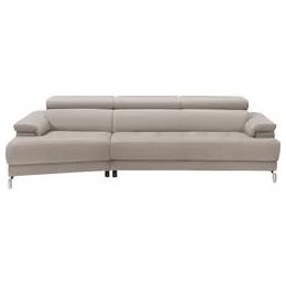 Ecksofa Egoitaliano "Soul, extravagantes Designsofa, Megasofa, super bequem, tolle Details", grau (stone), B:246cm H:99cm T:140cm, Leder »BULL« (echtes Rindsleder). Geschliffenes, pigmentiertes und behandeltes Rindsleder mit einer Dicke von 1, 3-1, 5 mm. Dieses Leder zeigt eine ziemlich weiche Hand mit einem halb undurchsichtigen Aussehen. Es handelt sich um ein geschütztes Leder. Eine leichte Dec