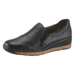 Slipper Rieker, Damen, Gr. 39, schwarz, Leder, Schuhe, Freizeitschuh, Halbschuh mit Gummizügen, Topseller