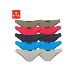 H.I.S. Slip H.I.S, Damen, Gr. 42, bunt (rot, rot, marine, blau, khaki, grau, meliert), Jersey, Obermaterial: 95% Baumwolle, 5% Elasthan, unifarben, körpernah, Unterhosen, aus elastischer Baumwoll-Qualität