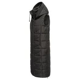 Steppweste Navahoo "Brezelchen", Damen, Gr. S (36), schwarz, Oberstoff: 100% Polyester; Futter: 100% Polyester; Wattierung: 100% Polyester, gerade ca. Mitte Wade, hoch geschlossener Ausschnitt, Westen, Warme, lange Damen Outdoor-Weste mit Kapuze