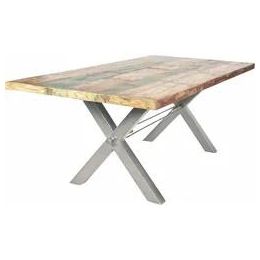 SIT-MÖBEL Esstisch SIT "Tops", silber (roheisen lackiert), B:200cm H:78cm T:100cm, Tische, Rechteckiger Esstisch Esstisch Holz-Esstische Küchentisch, aus recyceltem Altholz