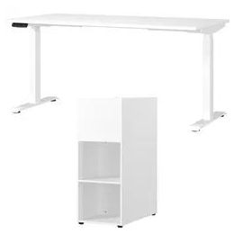 Büromöbel-Set Germania "Mailand", weiß, Schreibtisch Breite 160cm Metall Spanplatte, Metall, Spanplatte, Arbeitsmöbel-Sets, inkl. Schreibtisch und Raumteiler
