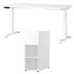 Büromöbel-Set Germania "Mailand", weiß, Schreibtisch Breite 140cm Metall Spanplatte, Metall, Spanplatte, Arbeitsmöbel-Sets, inkl. Schreibtisch und Raumteiler