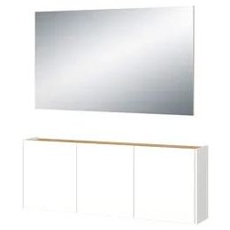 Garderoben-Set Germania "GW-Libbiano", weiß (weiß, navarra, eiche, nachbildung), ohne Garderobenpaneel, Höhe Schrank 52cm, Spanplatte, Kastenmöbel-Sets, Garderoben-Set bestehend aus Mehrzweckschrank und Spiegel
